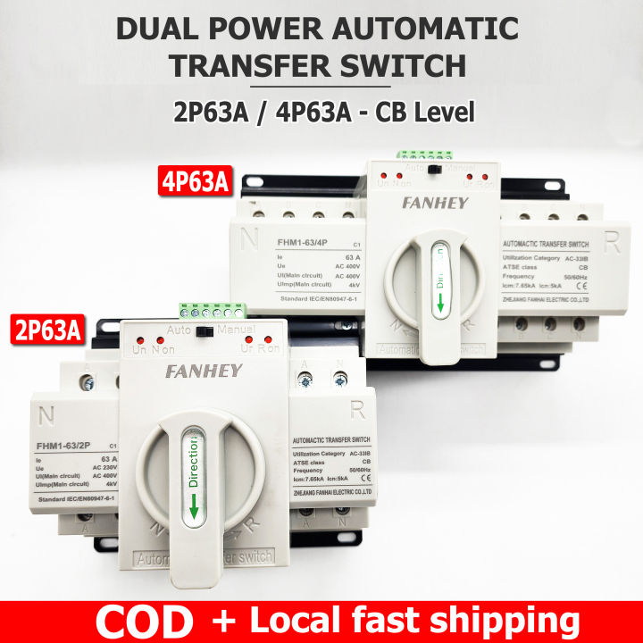 【Local Free Delivery】Automatic Transfer Switch ATS 2P 4P 63A 220VAC ...