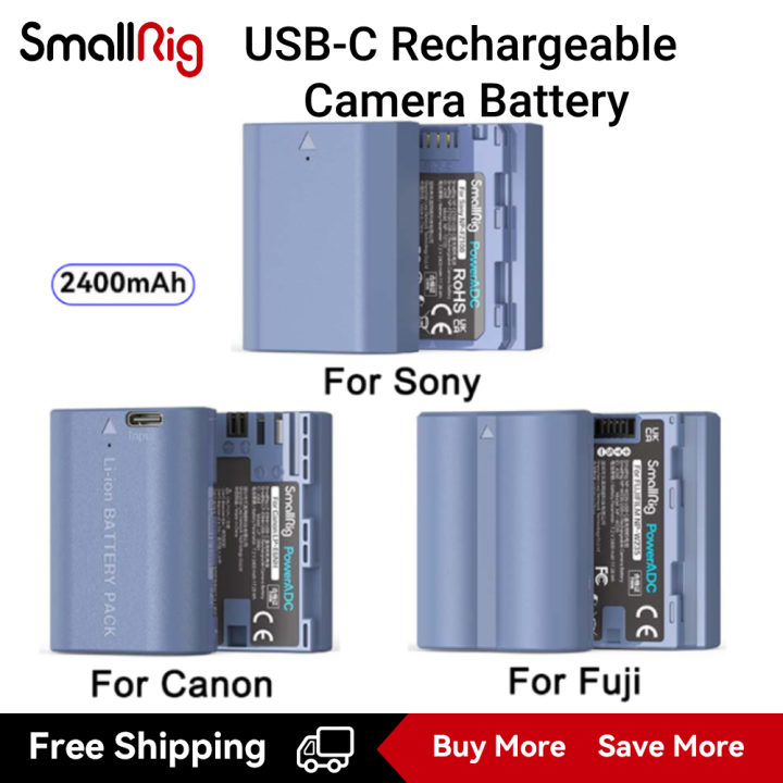 Smallrig Rechargeable Battery NP-FW50 1030mAh NP-FZ100 LP-E6NH NP-W235 2400mAh USB-C Fast ...