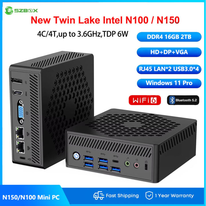 Fanless Mini PC 12th Intel N100 Windows 11 N150 DDR4 3200Mhz 16GB 500GB ...