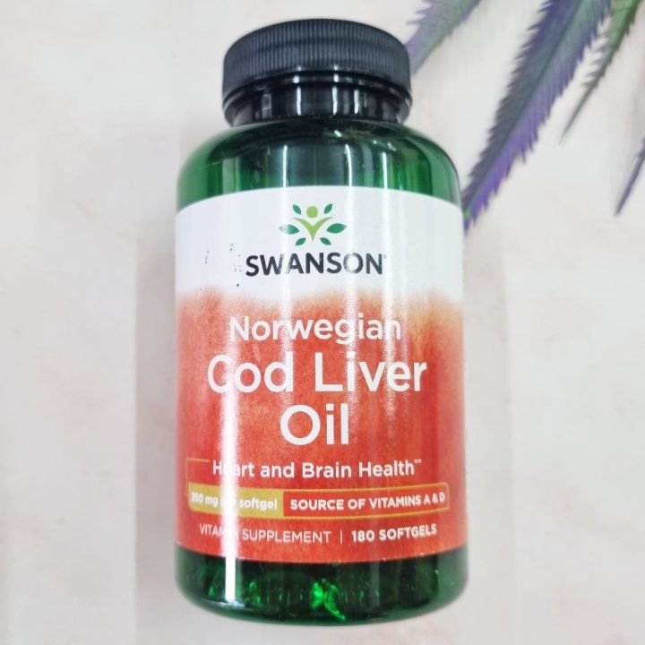 น้ำมันตับปลา จากนอร์เวย์ Norwegian Cod Liver Oil 350 mg 180 Softgels ...