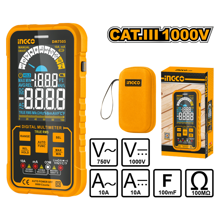 INGCO DM7505 Digital Multimeter Tester DM7505 CAT III-1000V IPT | Lazada PH