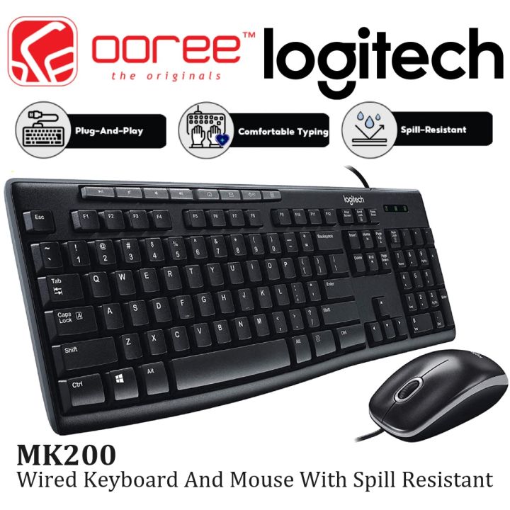 LOGITECH MEDIA COMBO MK200 WIRED COMBO KEYBOARD MOUSE WITH MEDIA ...