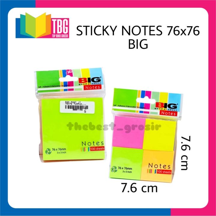 1 PAD STICKY NOTES 76X76 BIG / STICK NOTE WARNA / MEMO | Lazada Indonesia