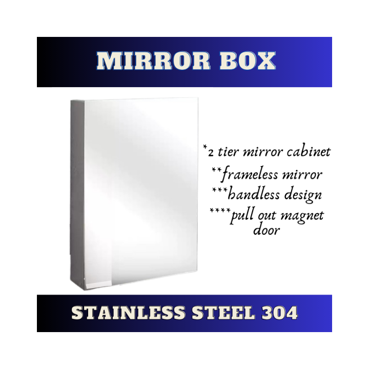 FRAMELESS MIRROR CABINET HANDLESS DESIGN WITH PULL OUT MAGNET DOOR ...