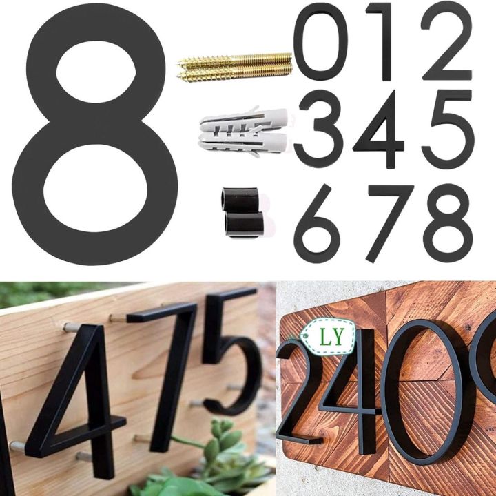 LY Black Modern House Numbers Mailbox Decor Garden Door 5 Floating ...