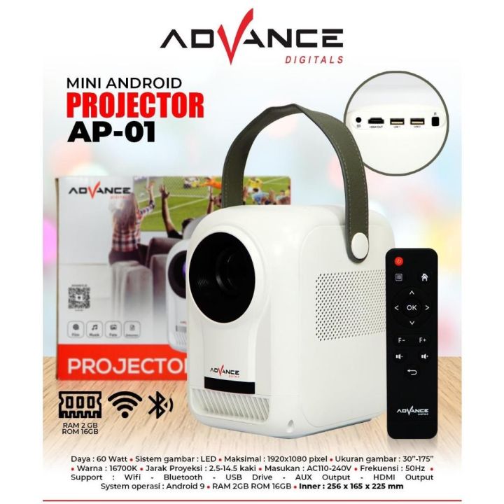 【Gratis Ongkir+COD】Advance Proyektor/Projector Android TV HD 1080P-4K ...