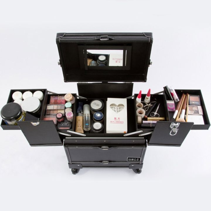 NG05 Vanilla in love กระเป๋าเครื่องสำอางแบบล้อลาก สีดำ makeup artist ...