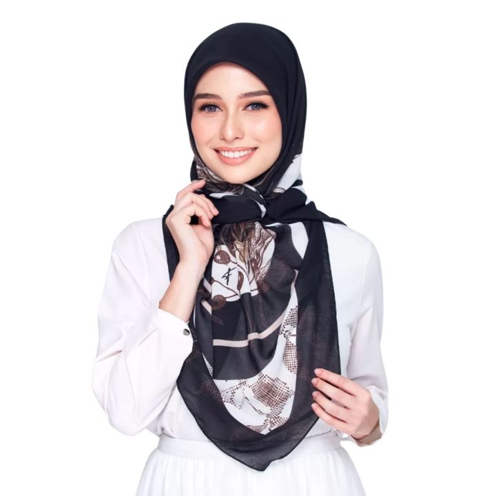 FAREHA TUDUNG BAWAL PRINTED- BLACK EDITION COLLECTION CHANELLA | Lazada