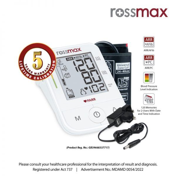 [FREE Adapter] ROSSMAX X5 PARR Blood Pressure Monitor For Artrial Fibrillation (5 Years Warranty ...