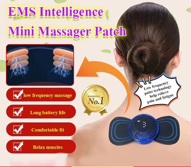 EMS Cervical Spine Massage Stickers Portable Smart Mini Massager Patch ...