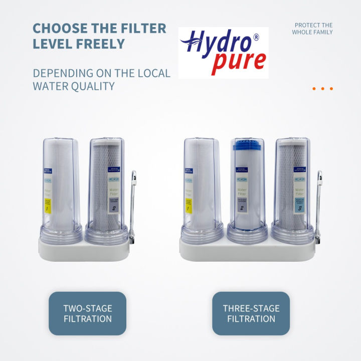 Hydropure Counter Top 2 Stage Top 3 Stage Water Purifier for family ...