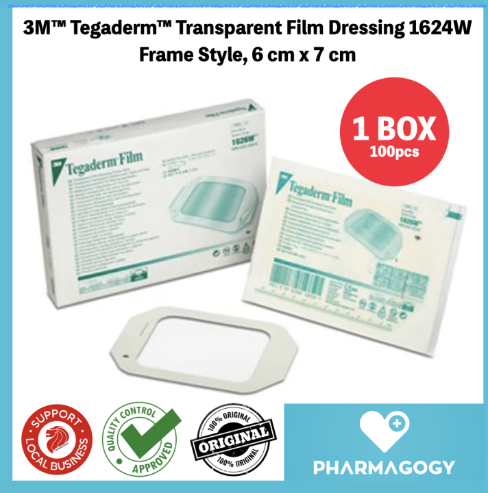 3M Tegaderm Transparent Film Dressing Frame Style 1624W 6 x 7 cm ...