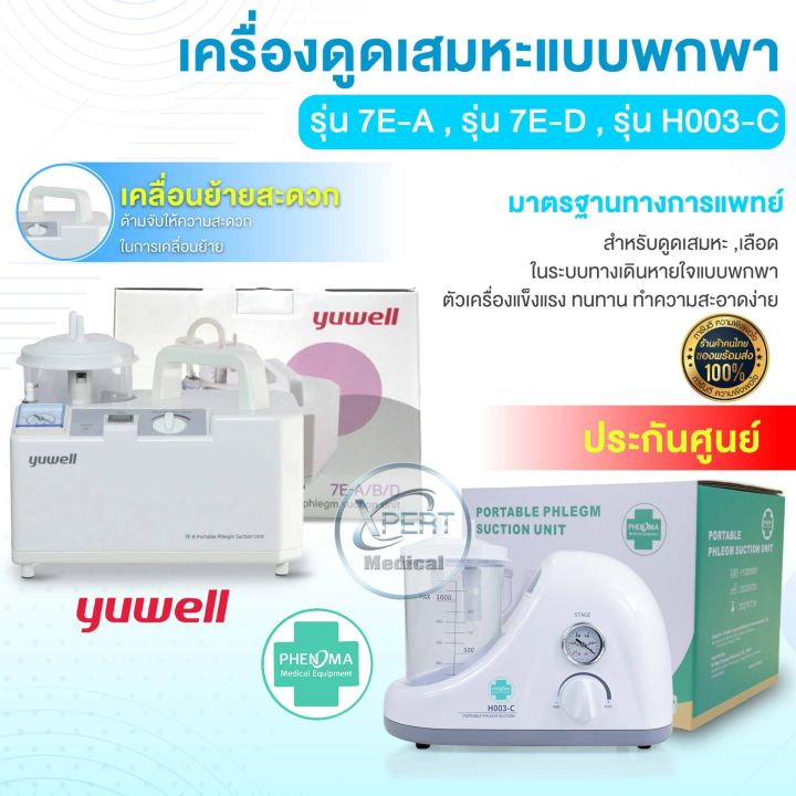 เครื่องดูดเสมหะ YUWELL รุ่น 7E-A 7E-D (มีแบตสำรอง) รับประกัน 1 ปี เครื่อง Suction ดูดน้ำมูก ...