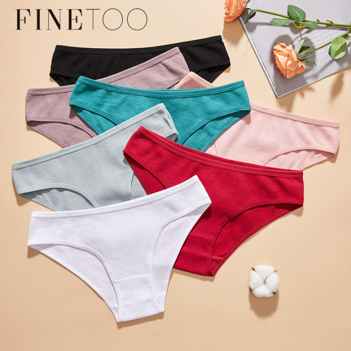 FINETOO Lady Waffle Cotton Fabric Panties Female Underpants Panties ...