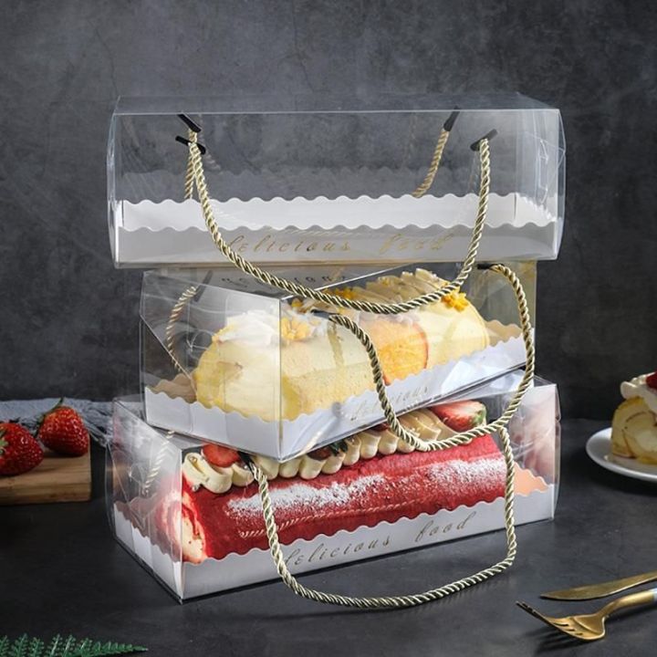 RORA - Transparent Swiss Roll Plastick Box | Long Plastic Cake Box With ...