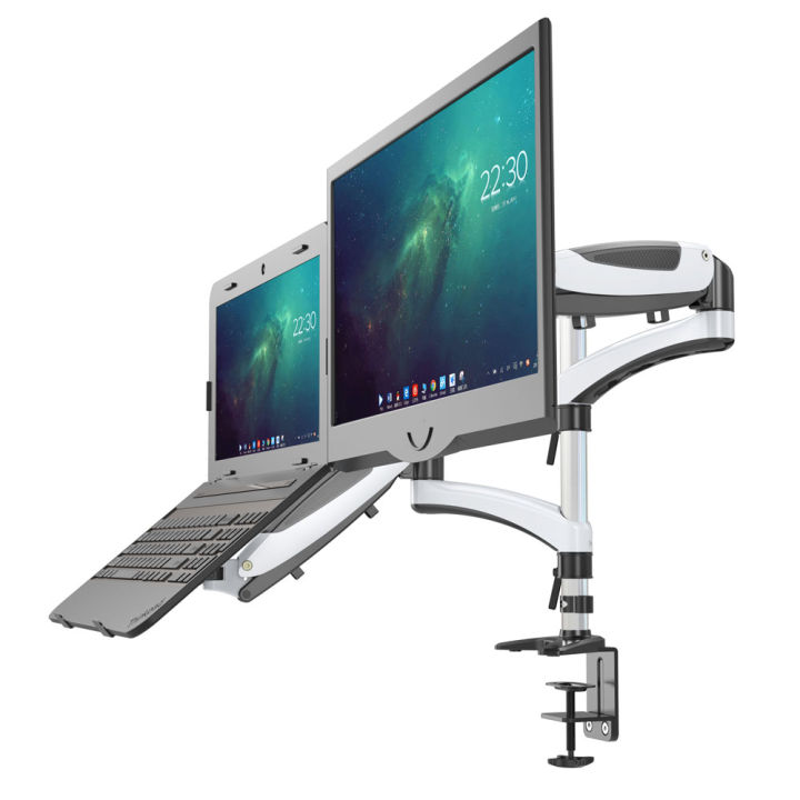 Dual Monitors OR 2 in1 Monitor & Laptop Mount Stand with 2 Swing Arms ...