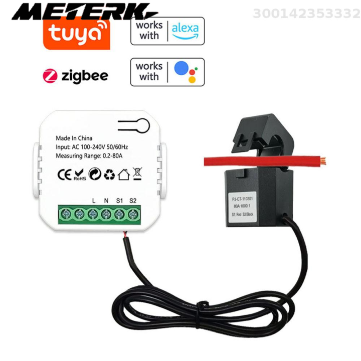 Meterk Tuya ZigBee Energy Meter 80A Current Transformer Clamp KWh Power ...