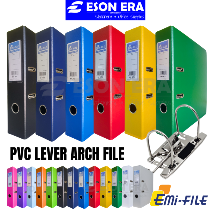 EMI A4 PVC Hard Cover Colour Lever Arch File 3inch 75mm 875-A4 Ring ...