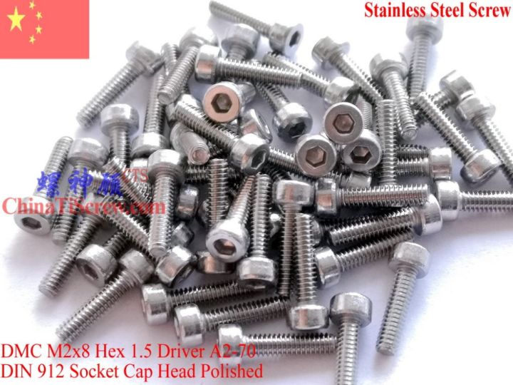 Din 912 Stainless Steel Screws M2x8 A2-70 Polished Rohs 100 Pcs ...