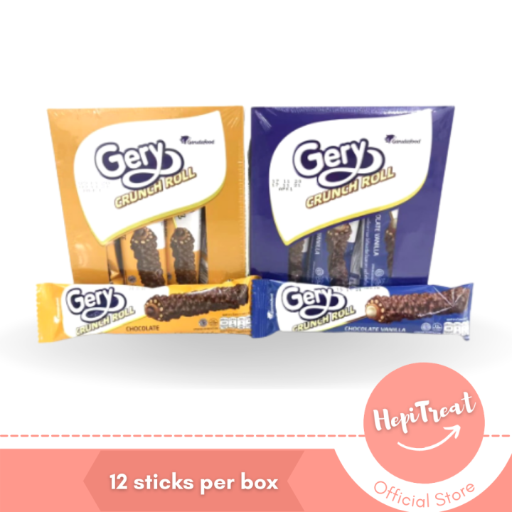 Gery Crunch Roll Chocolate/Chocolate Vanila 12 x 24g by Hepi Treat | Lazada