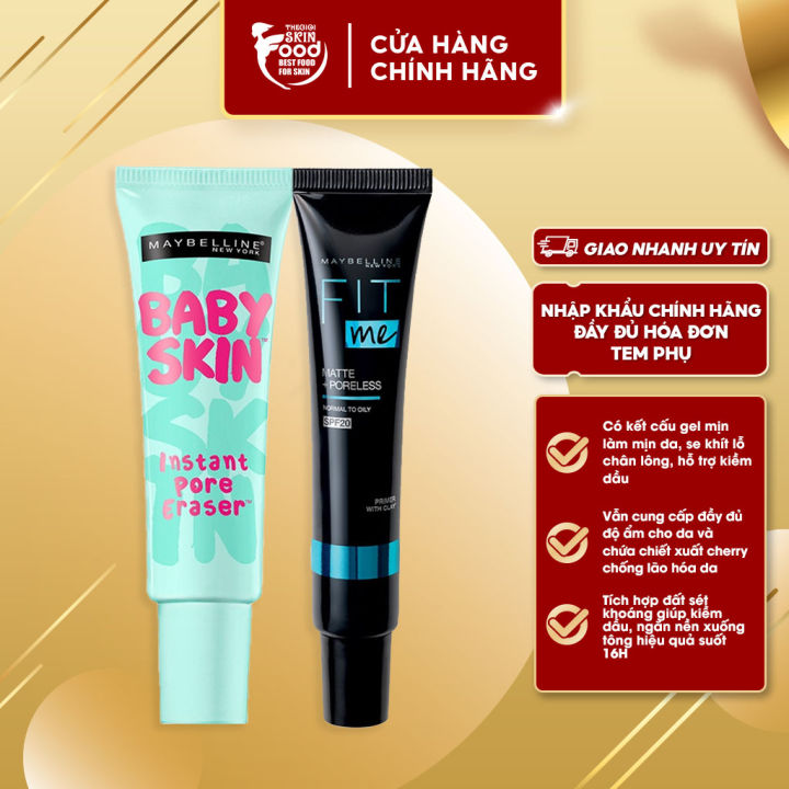 Kem Lót Kiềm Dầu Làm Mịn Da, Lâu Trôi, Ngăn Xuống Tông Maybelline Baby ...