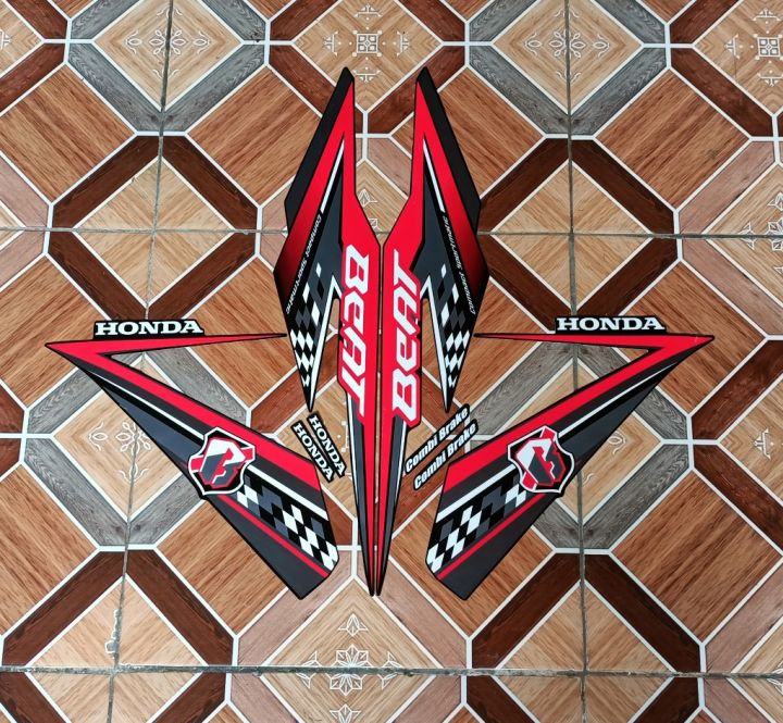 STIKER MOTOR HONDA BEAT ESP HITAM FULL MERAH 2018 | Lazada Indonesia