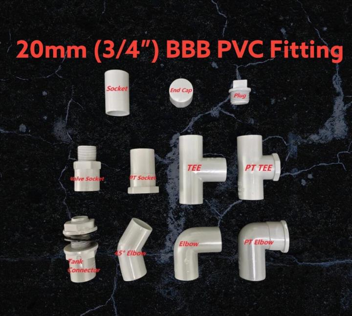 20MM (3/4") PVC Fitting / PVC Connector - Socket/Elbow/Tee - P/T Socket ...