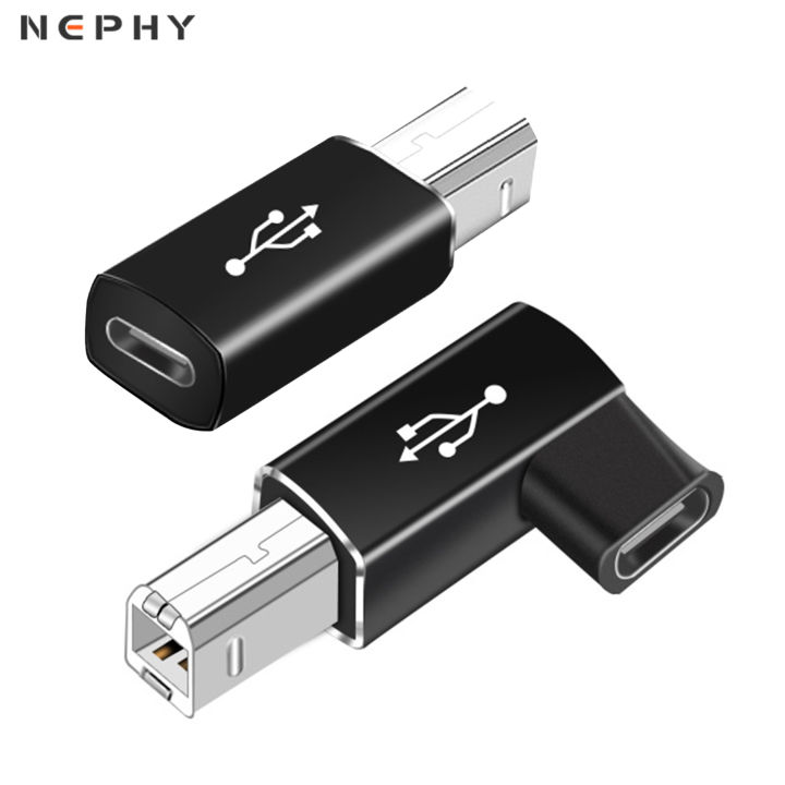 90 Degree Elbow USB Type C Female to USB B Male 2.0 MIDI Adapter ...