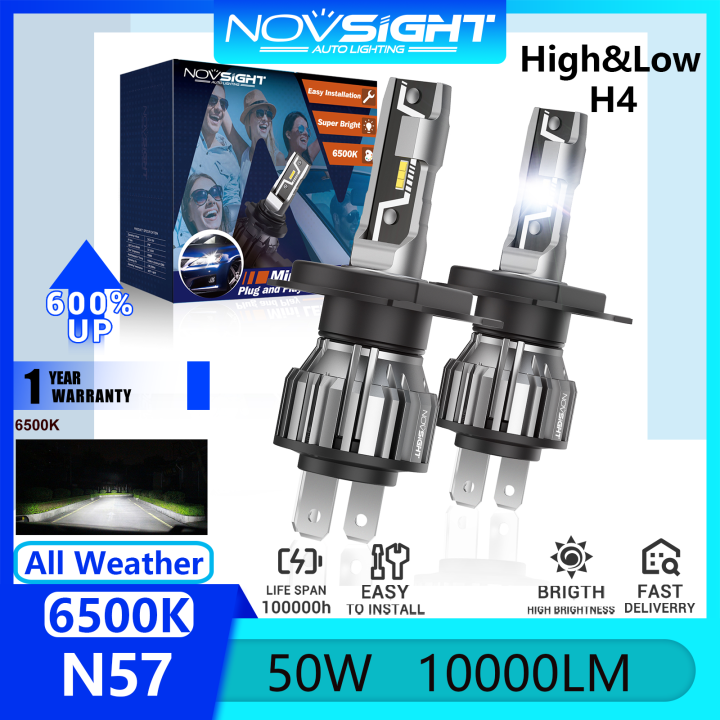 Novsight N57 H4 LED Headlight Bulb 6500K White Super Bright LED Lights ...