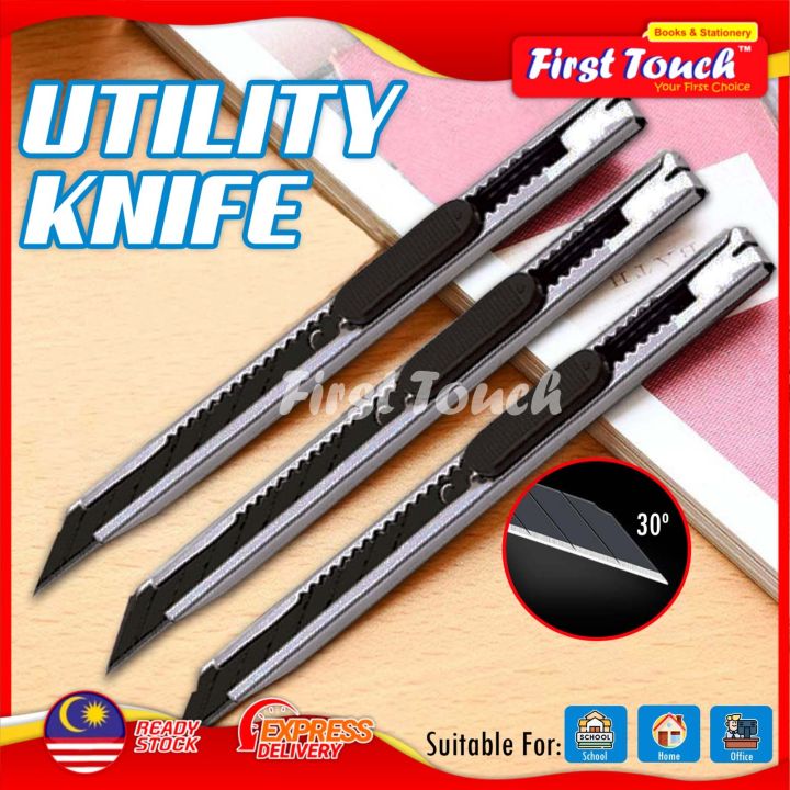 Utility Knife Cutter 9mm Black Cutter Knife Pisau Pemotong Pisau Tolak Pemotong Cutter Blade ...