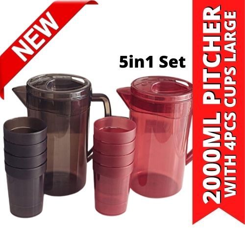 Premium 2000ml 1set Pitcher with 4 Cups Large Capacity Water Juice ...