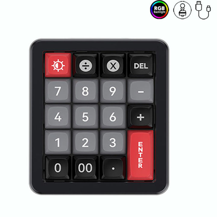 Aluminum Mechanical Numeric Keyboard RGB Backlight 20 Keys Macro Programmable Keyboard Wired ...