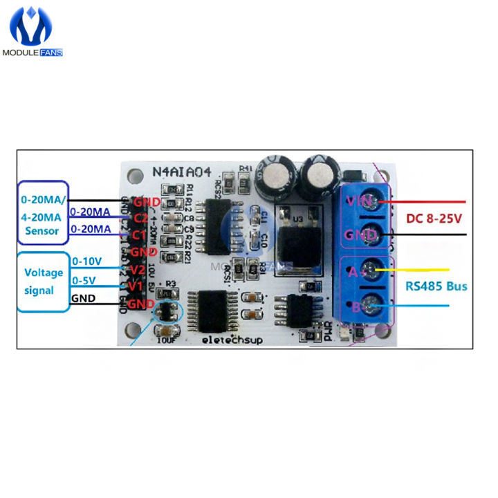 【Worth-Buy】 4-20ma Rs485 Voltage Current Analog Collector Adc Modbus Rtu 4-Channel N4aia04 ...