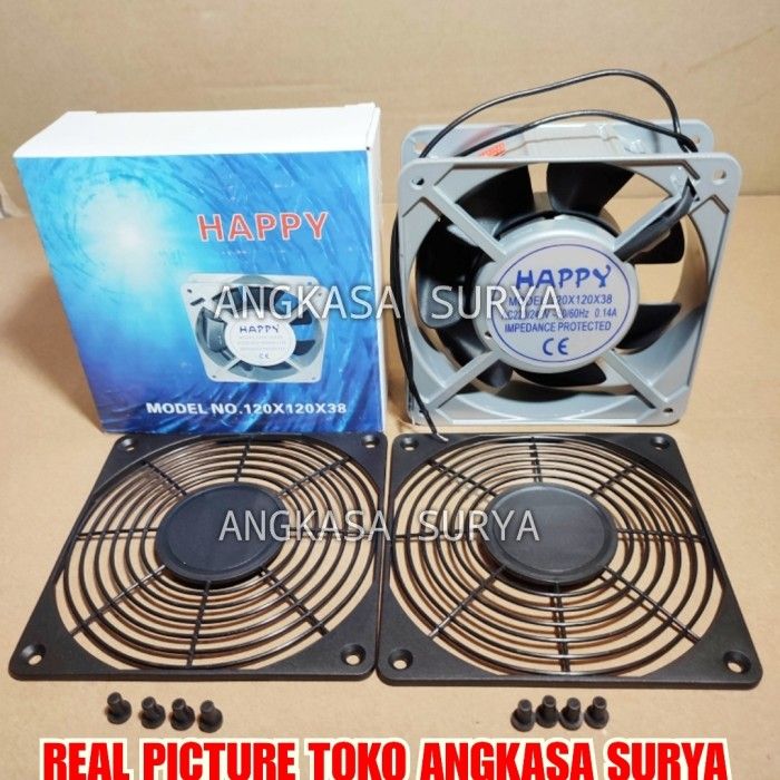 Kipas Fan AC 220 Volt 12x 12cm Happy Pendingin Kipas Power Fan Panel ...