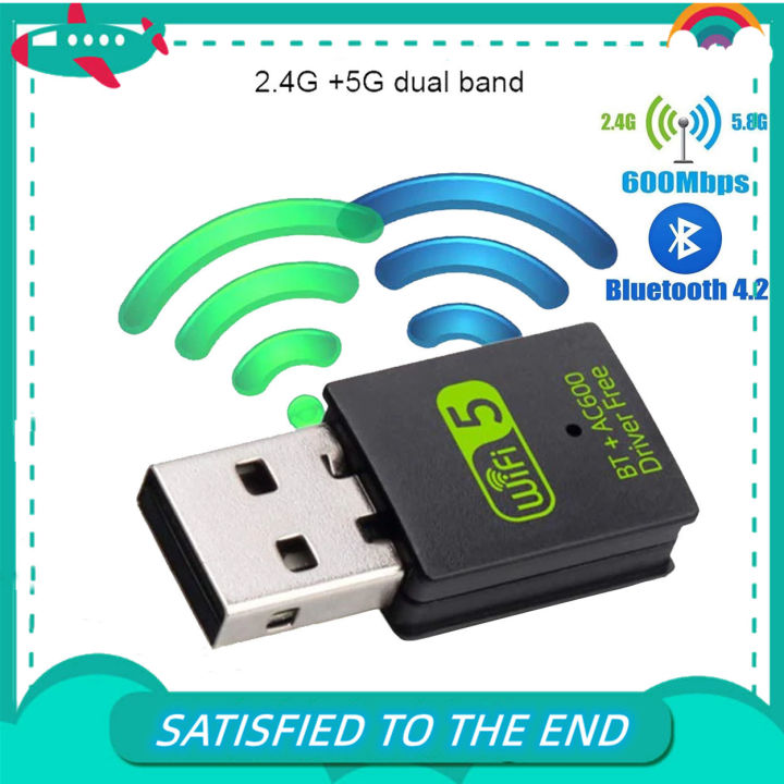 USB WiFi Bluetooth Adapter 600Mbps Dual Band 2.4/5Ghz Wireless External ...