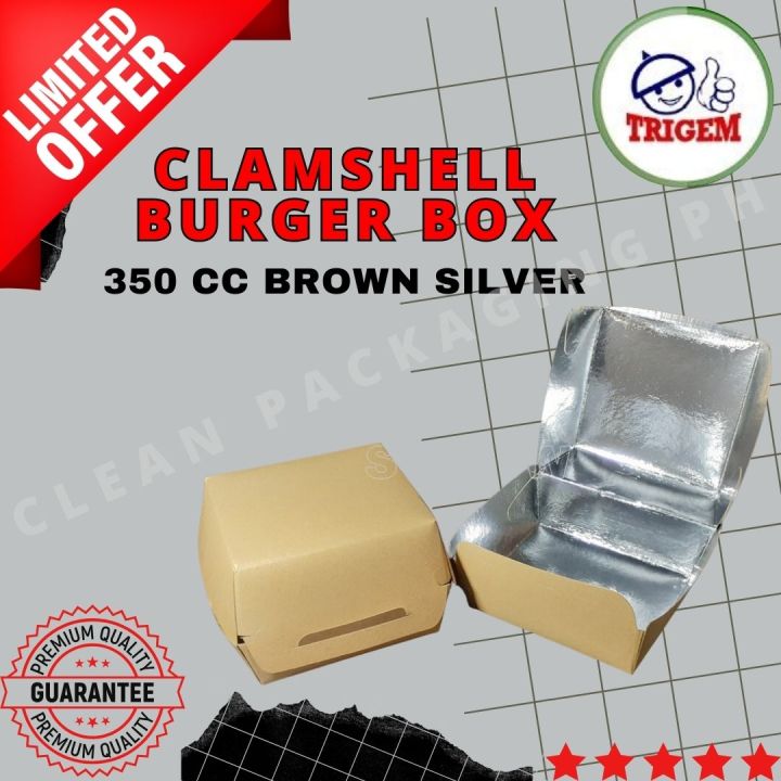 [25 PCS] HAMBURGER CLAMSHELL MEAL BOX TAKEOUT BOX PAPER 350CC/BROWN ...