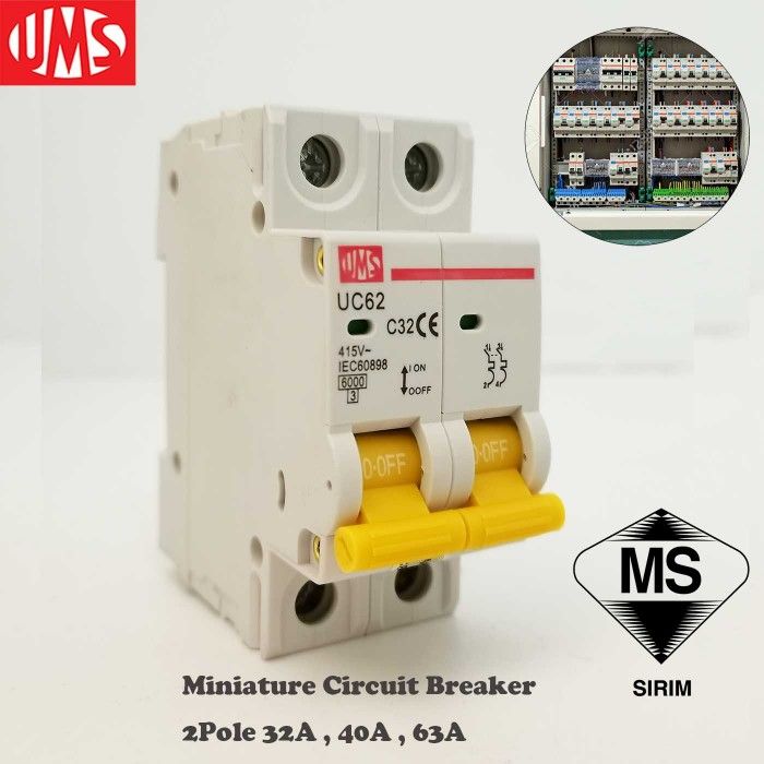 UMS 32A 40A 63A 2P MCB MINIATURE CIRCUIT BREAKER | Lazada