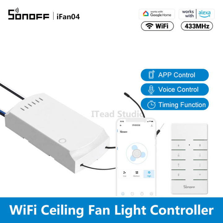 ITEAD SONOFF iFan04 Wifi Switch Ceiling Fan / Light Switch Controller ...