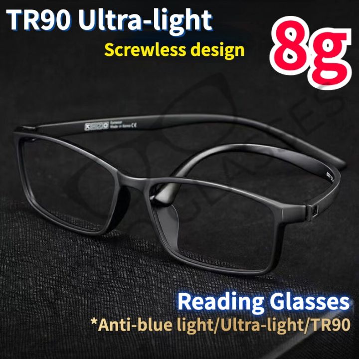(0 ถึง +400)TR90 แว่นตา กรอบนิ่ม เบาพิเศษ ป้องกันแสงสีฟ้า สําหรับผู้ชาย | Lazada.co.th