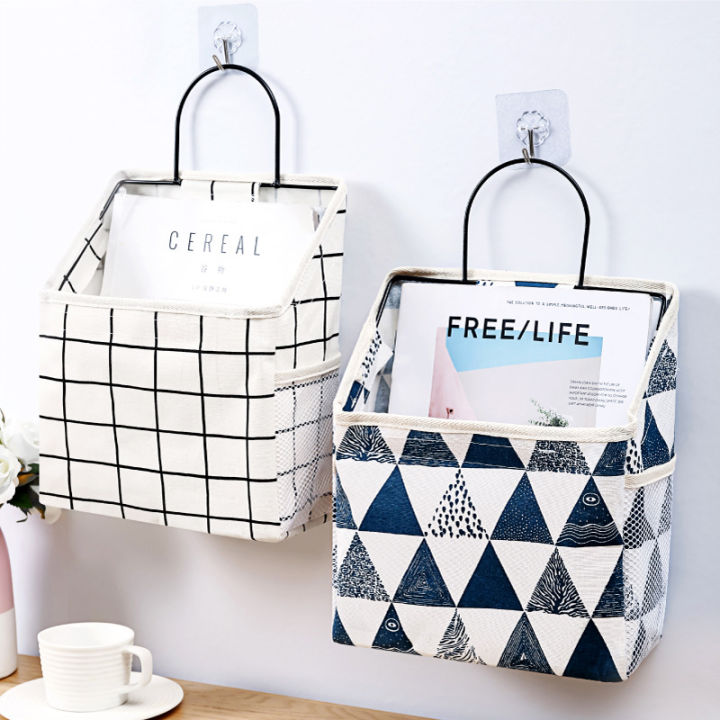 Wall Hanging Storage Holder Pouch Large Capacity Desk Organizer Cotton ...