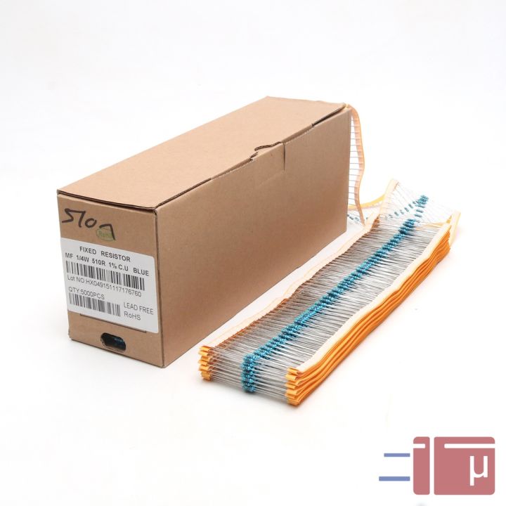 x10 Resistor 510R 510 Ohm 1/4W Metal Film 1% Taiwan Kaki Tembaga ...