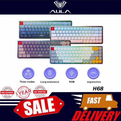 AULA H68 Three Mode Mechanical keyboard RGB Light Effect, Light And ...