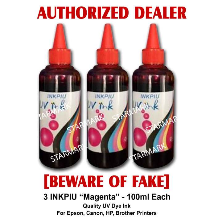 3 Bottles Inkpiu UV Dye Ink Inks 100ml each - Magenta, Universal Inks ...
