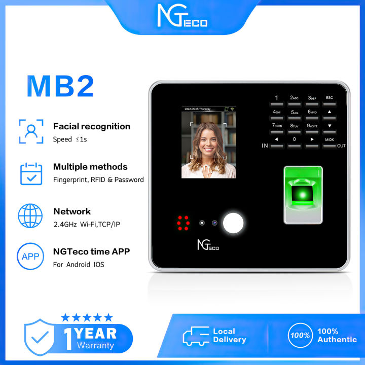 NGTeco MB2 by ZKTeco (FREE USB) Biometrics Face Recognition Fingerprint ...