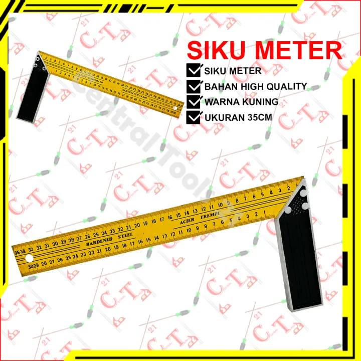 Penggaris Siku Meter Tukang 35CM Kuning / Siku Tukang Alat Pengukur ...