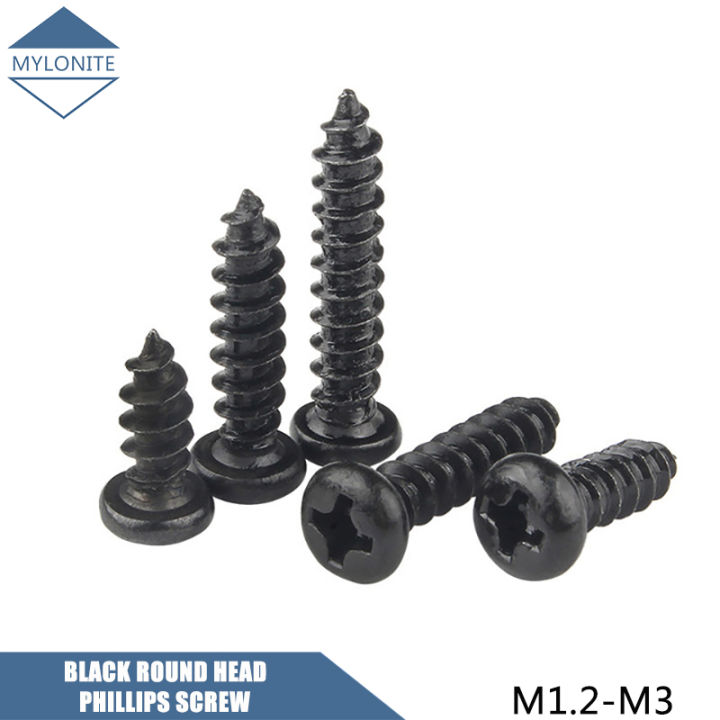 Small Size M1 M1.2 M1.4 M1.7 M2 M2.3 M2.6 M3 Black Zinc Phillips Round ...