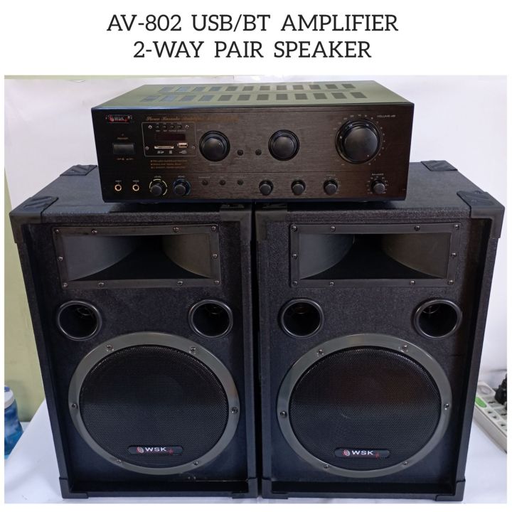 Set AV-802 USB/BT Amplifier & 15" 2-Way Pair Speaker 151 | Lazada PH