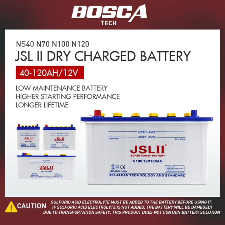 JSL II Dry Charged Battery NS40 40Ah N70 70Ah N100 100Ah N120 120Ah 12V ...