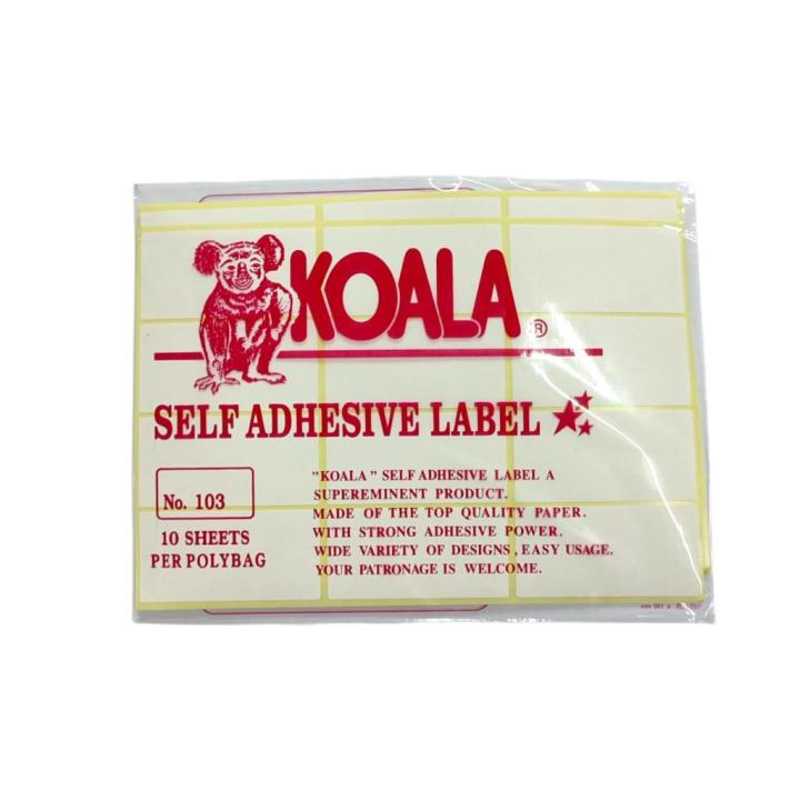 Label Stiker Harga Koala No 103 dan 112 isi 10 Lembar Label Undangan ...