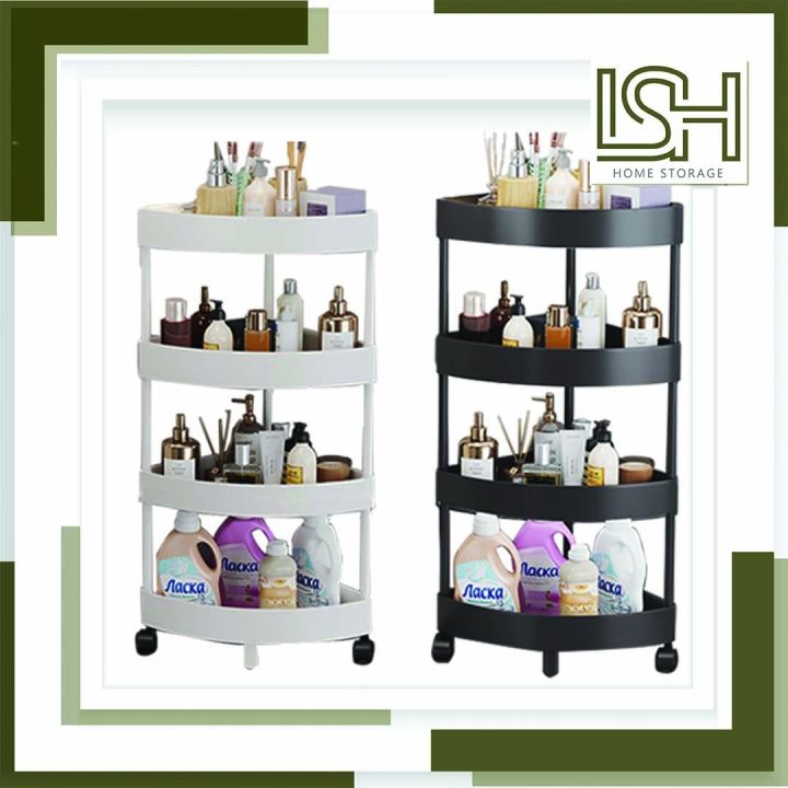 4 Tier Triangle Rack Bedside Bathroom Wall Corner Multi-Layer Finishing ...